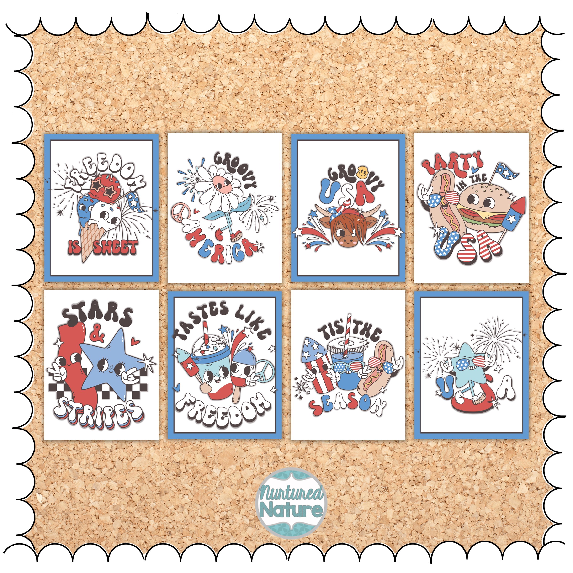 Retro Classroom Decor – Patriotic Bulletin Board Posters for Memorial ...