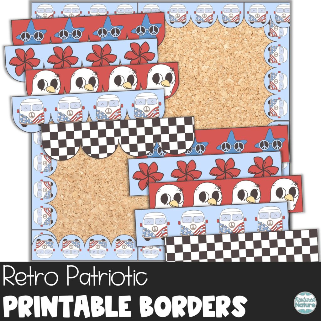 Patriotic Bulletin Board Border Printable - Retro Classroom Decor for ...