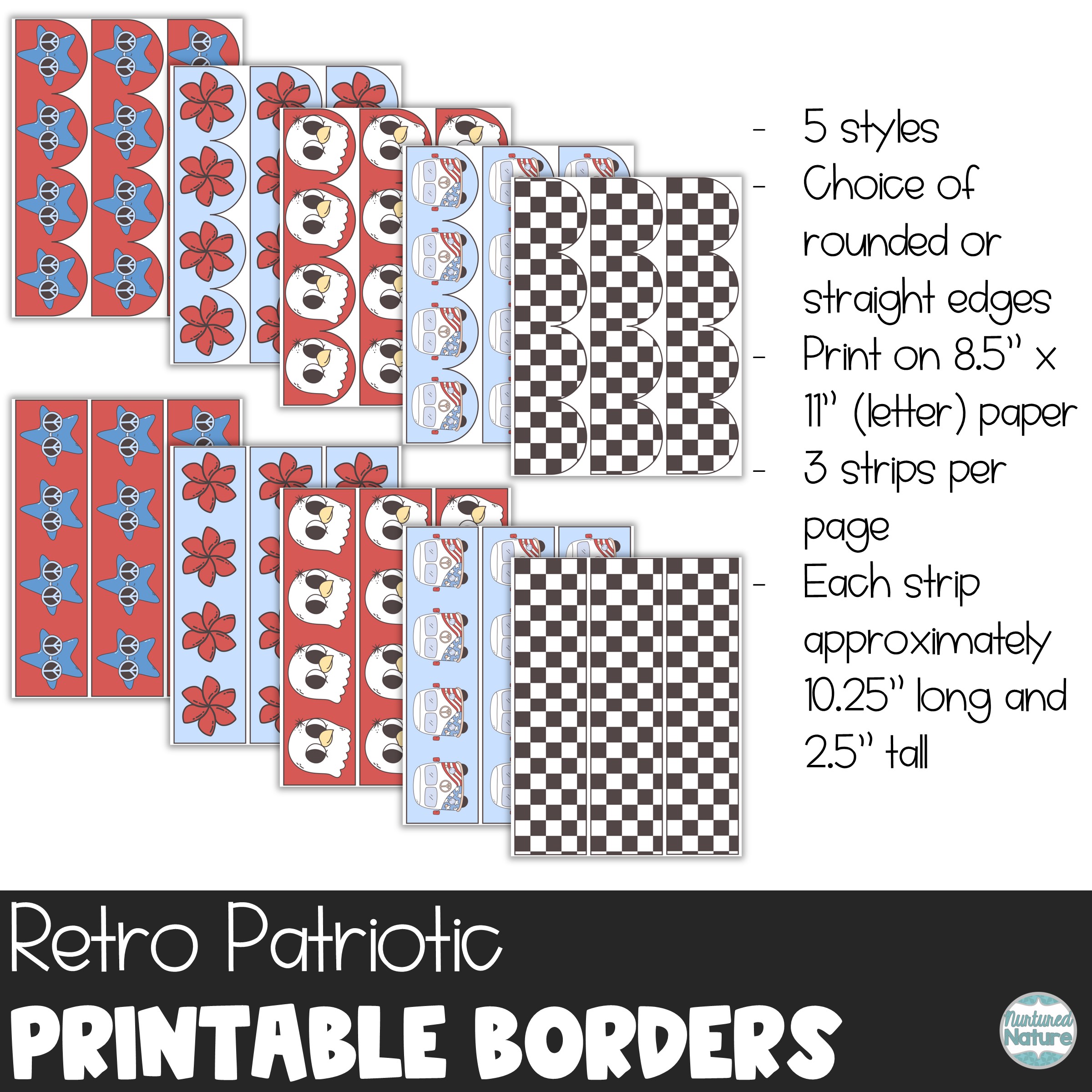 Patriotic Bulletin Board Border Printable - Retro Classroom Decor for ...
