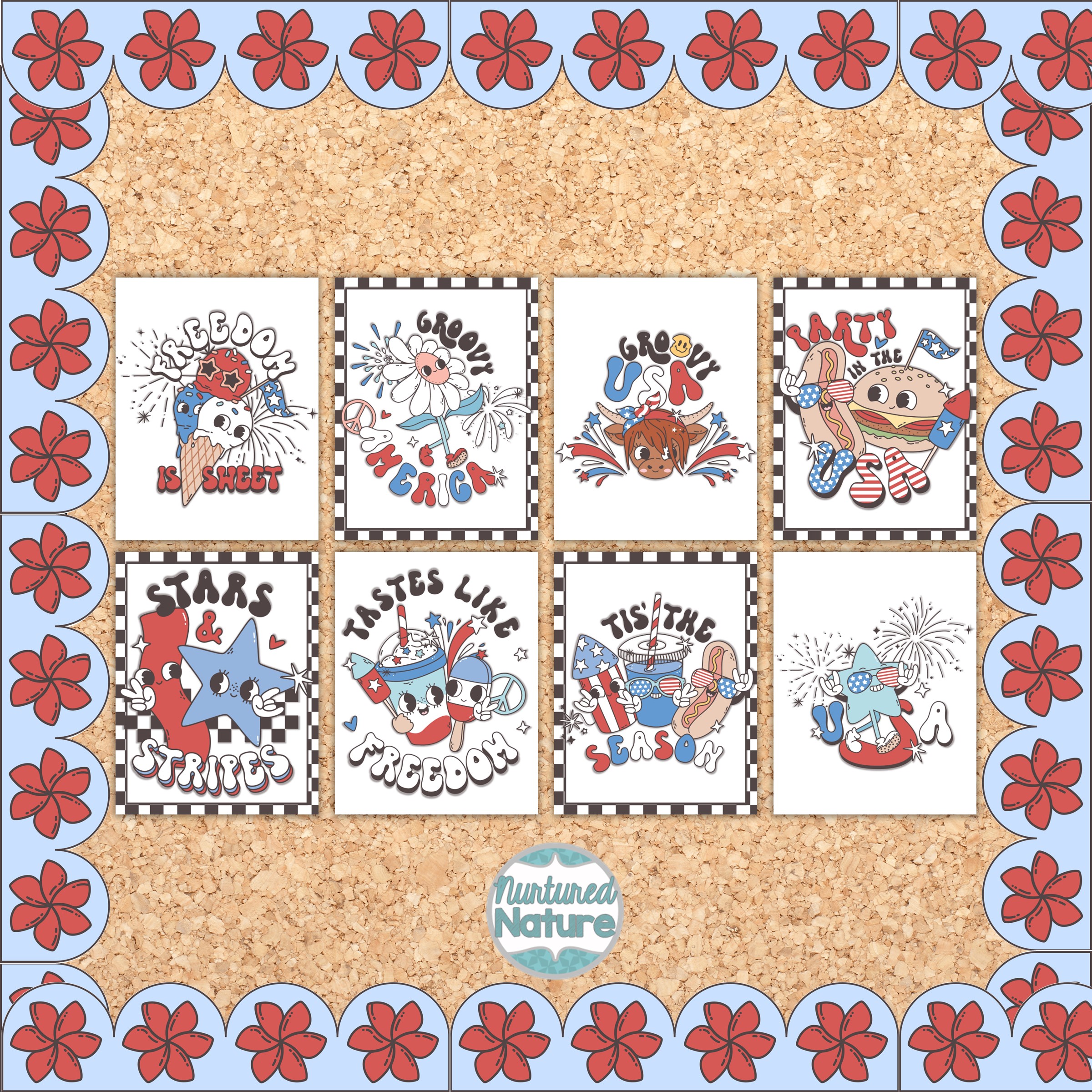 Patriotic Bulletin Board Border Printable - Retro Classroom Decor for ...