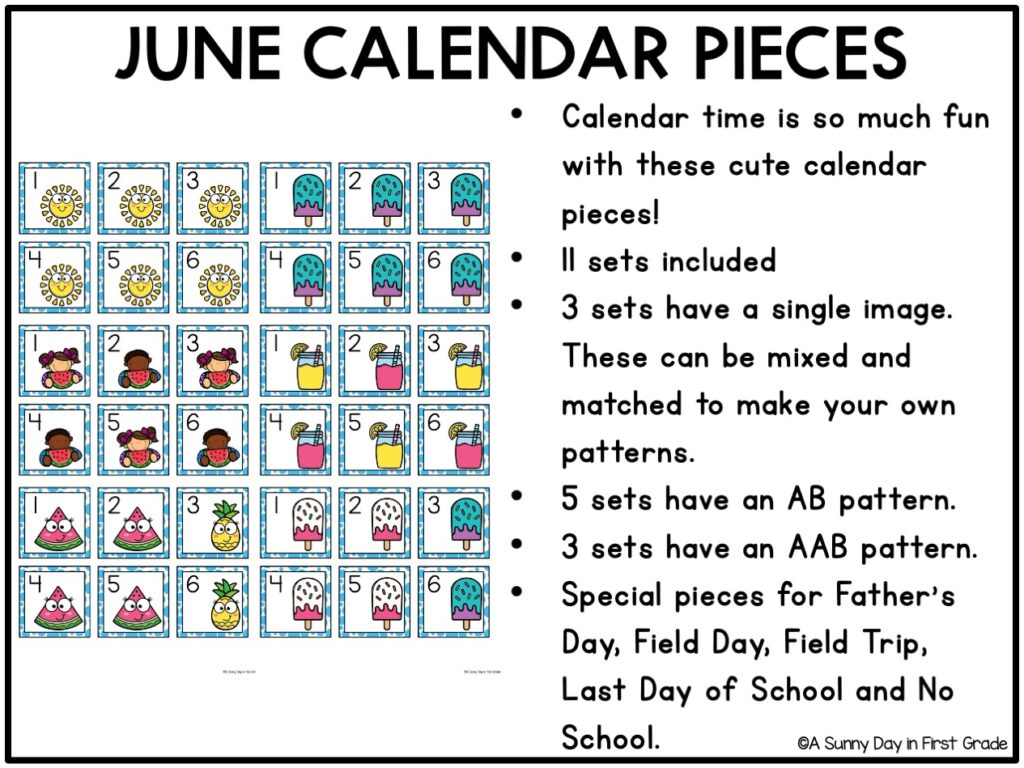 June Calendar Pieces | Made By Teachers
