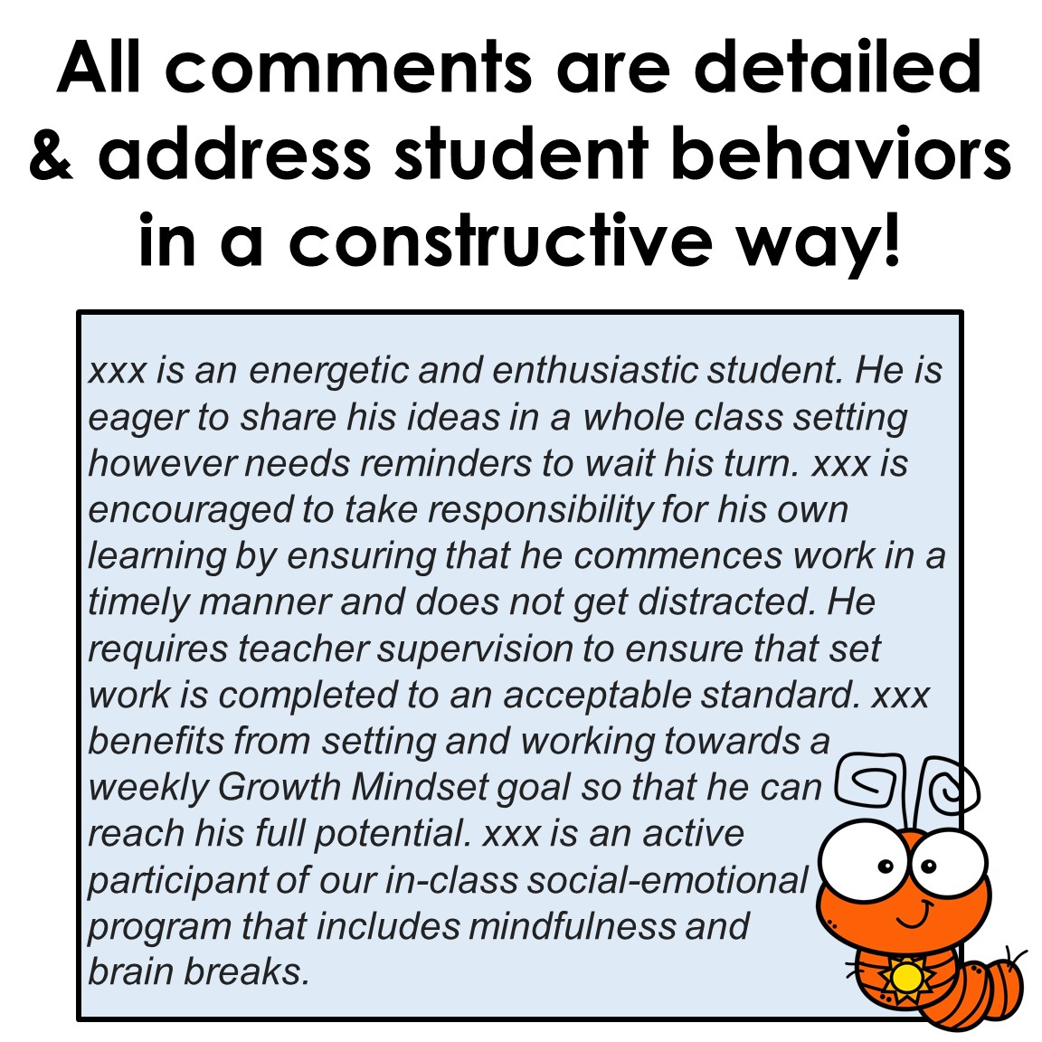 General Comments for Reports - Report Card Comments Behavior EDITABLE ...