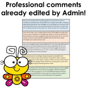 General Comments for Reports - Report Card Comments Behavior EDITABLE ...