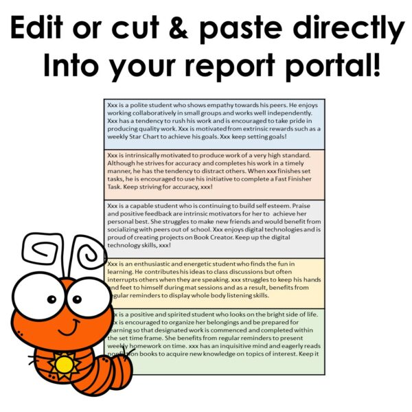 General Comments for Reports - Report Card Comments Behavior EDITABLE ...