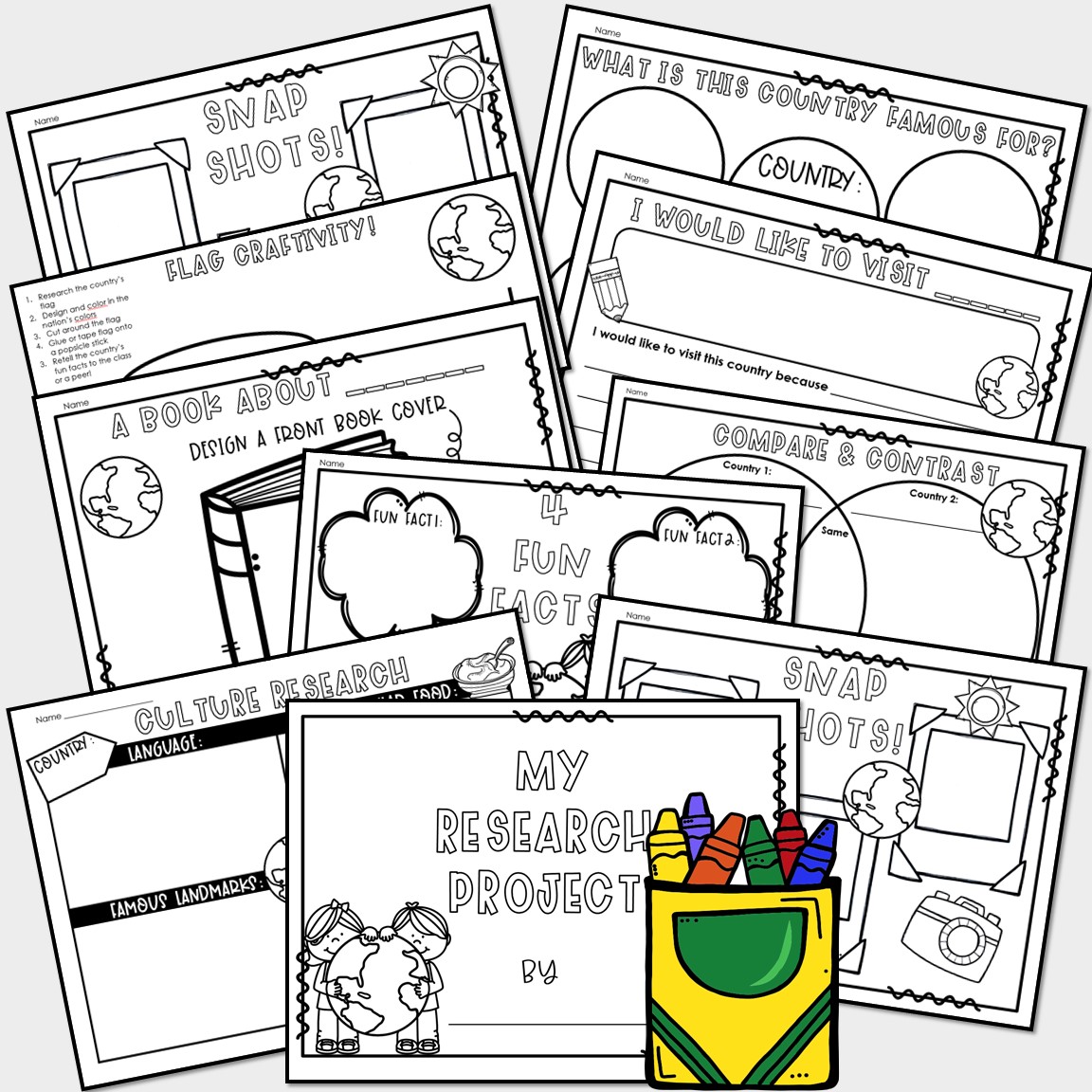 Country Research Project - Country Report - Graphic Organizer Writing ...