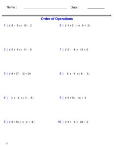 "PEMDAS Problems Order of Operations Worksheets - Basic with ...