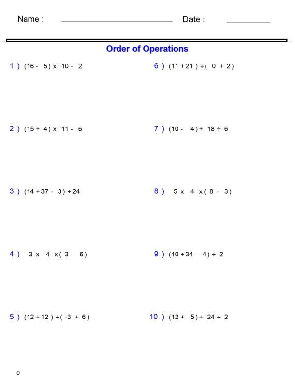 "PEMDAS Problems Order of Operations Worksheets - Basic with ...