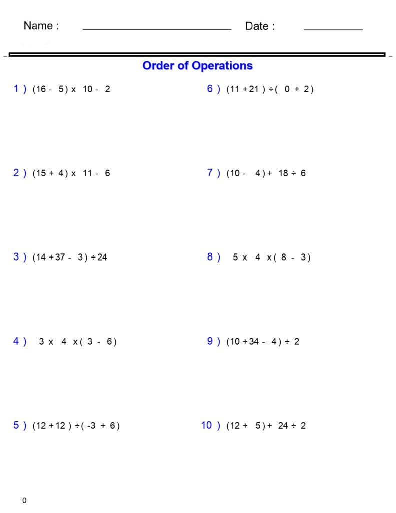 "PEMDAS Problems Order of Operations Worksheets - Basic with ...