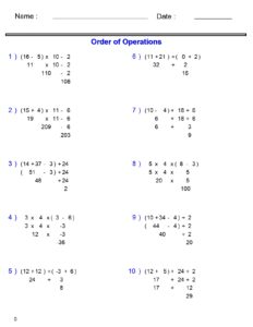 "PEMDAS Problems Order of Operations Worksheets - Basic with ...