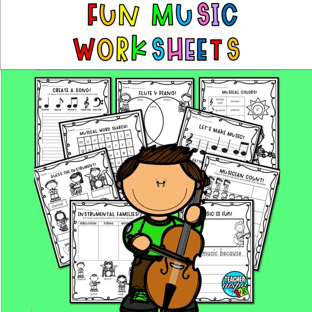 Music Worksheets - Music Sub - Elementary Music Centers | Made By Teachers