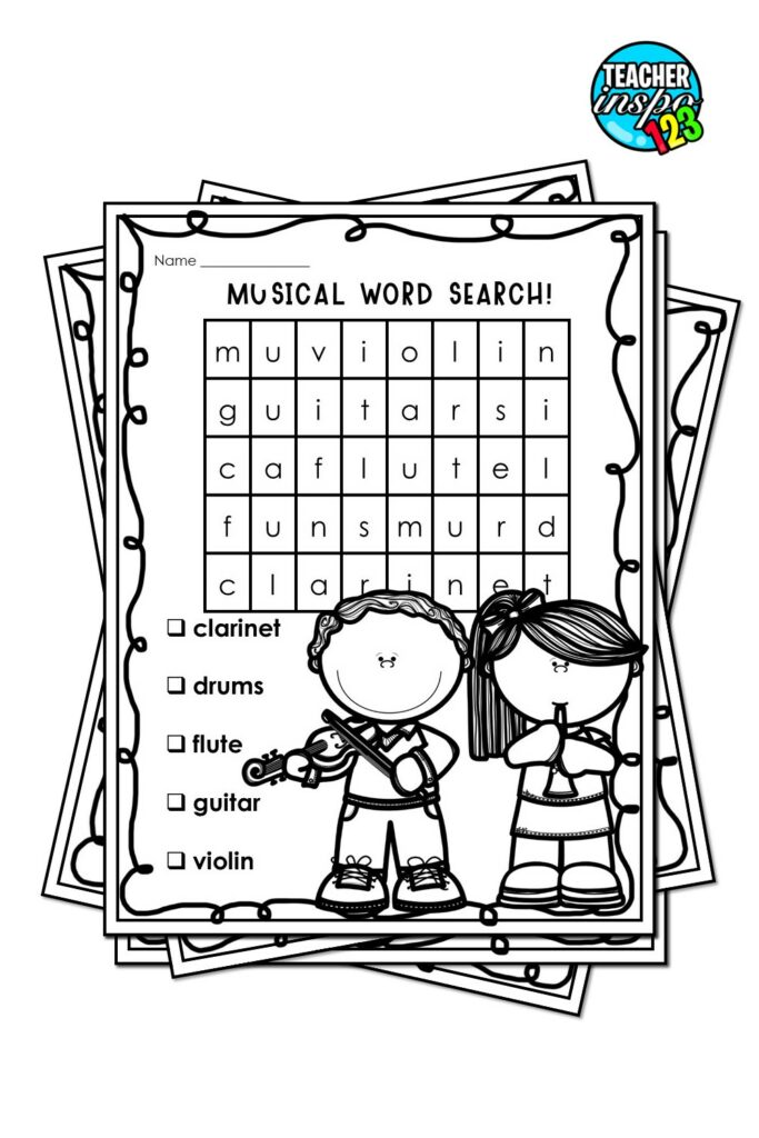 Music Worksheets - Music Sub - Elementary Music Centers | Made By Teachers