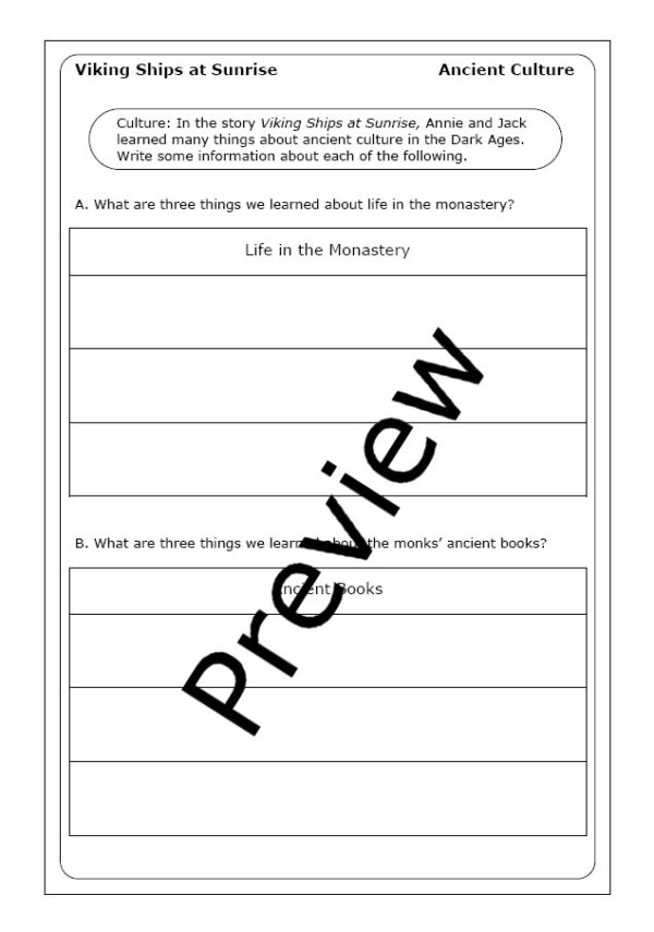 Magic Tree House "Viking Ships at Sunrise" worksheets | Made By Teachers