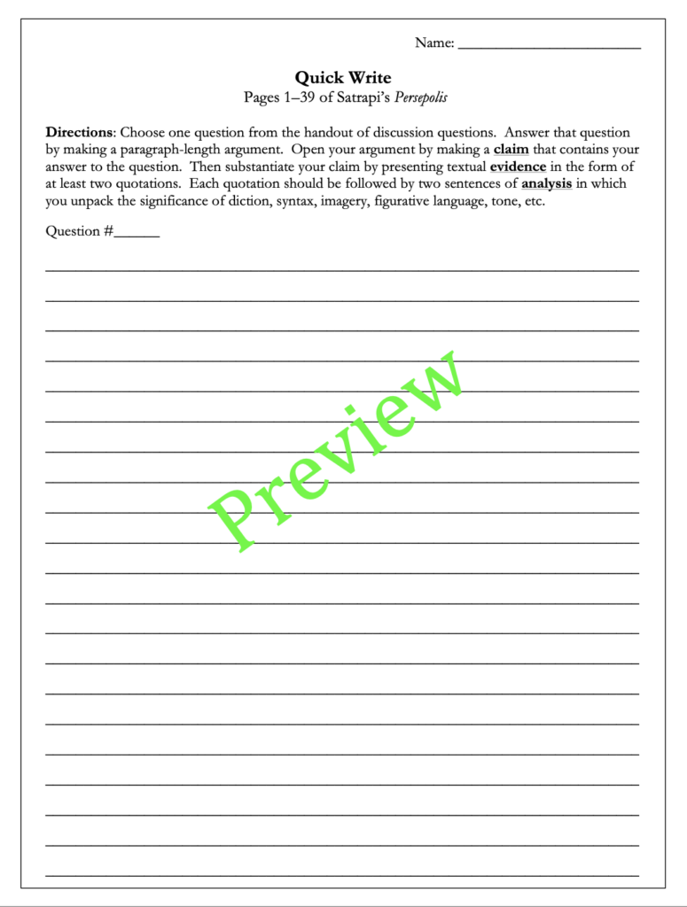 Persepolis COMPLETE UNIT | EDITABLE Unit on BOTH Volumes | Discussion ...