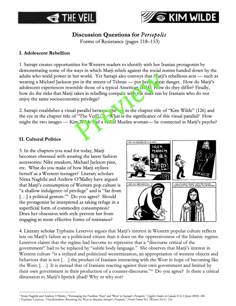 Persepolis COMPLETE UNIT | EDITABLE Unit on BOTH Volumes | Discussion ...