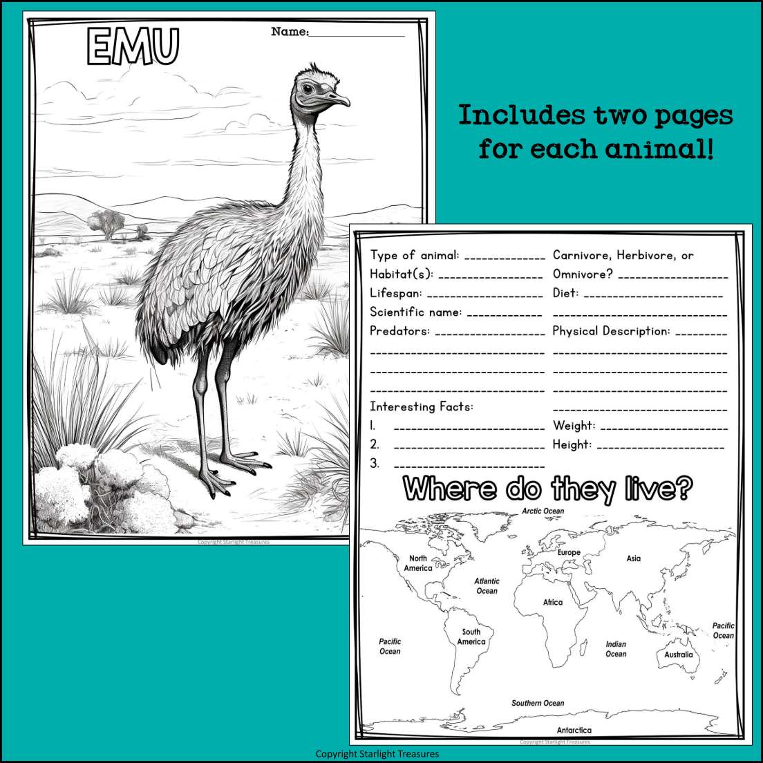Australian Animals Research Posters, Coloring Pages - Animal Research ...