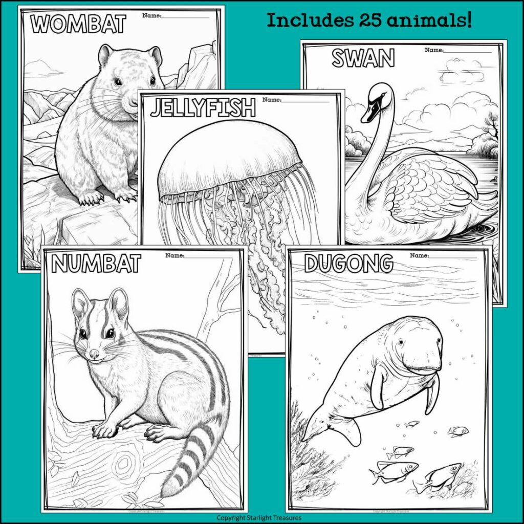 Australian Animals Research Posters, Coloring Pages - Animal Research ...