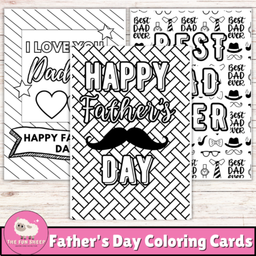 Father's Day Coloring Cards | Fathers Day Colorable Foldable Cards ...