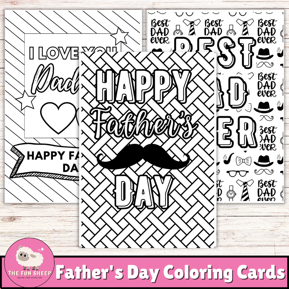 Father's Day Coloring Cards | Fathers Day Colorable Foldable Cards ...