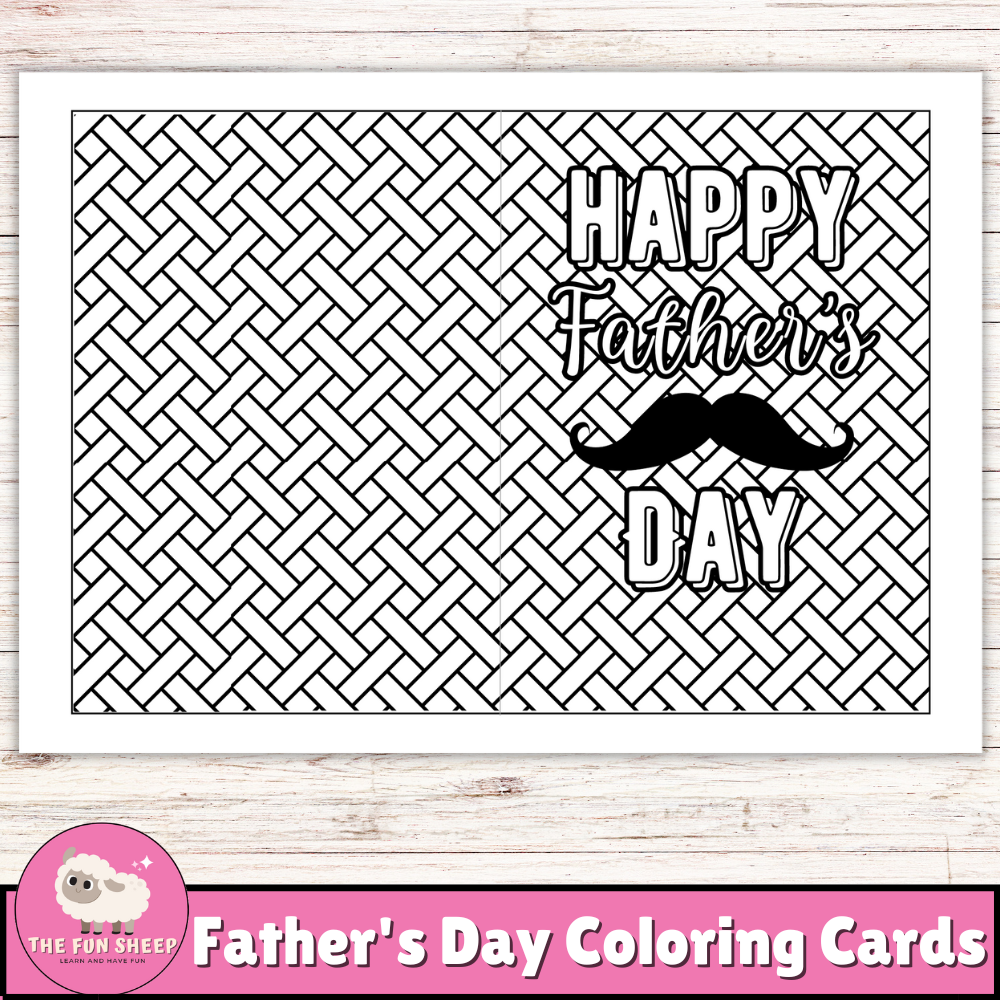 Father's Day Coloring Cards | Fathers Day Colorable Foldable Cards ...