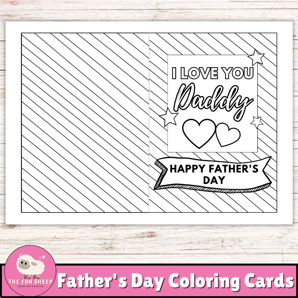 Father's Day Coloring Cards | Fathers Day Colorable Foldable Cards ...