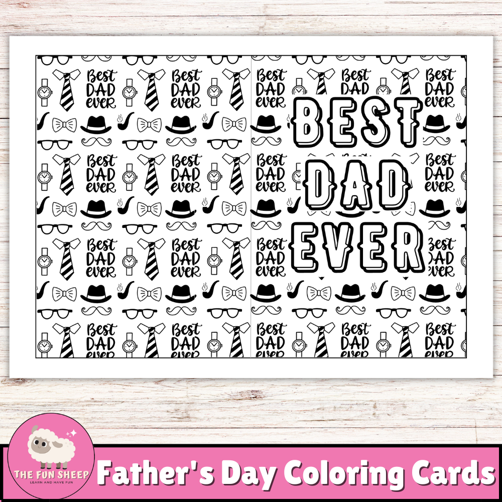 Father's Day Coloring Cards | Fathers Day Colorable Foldable Cards ...