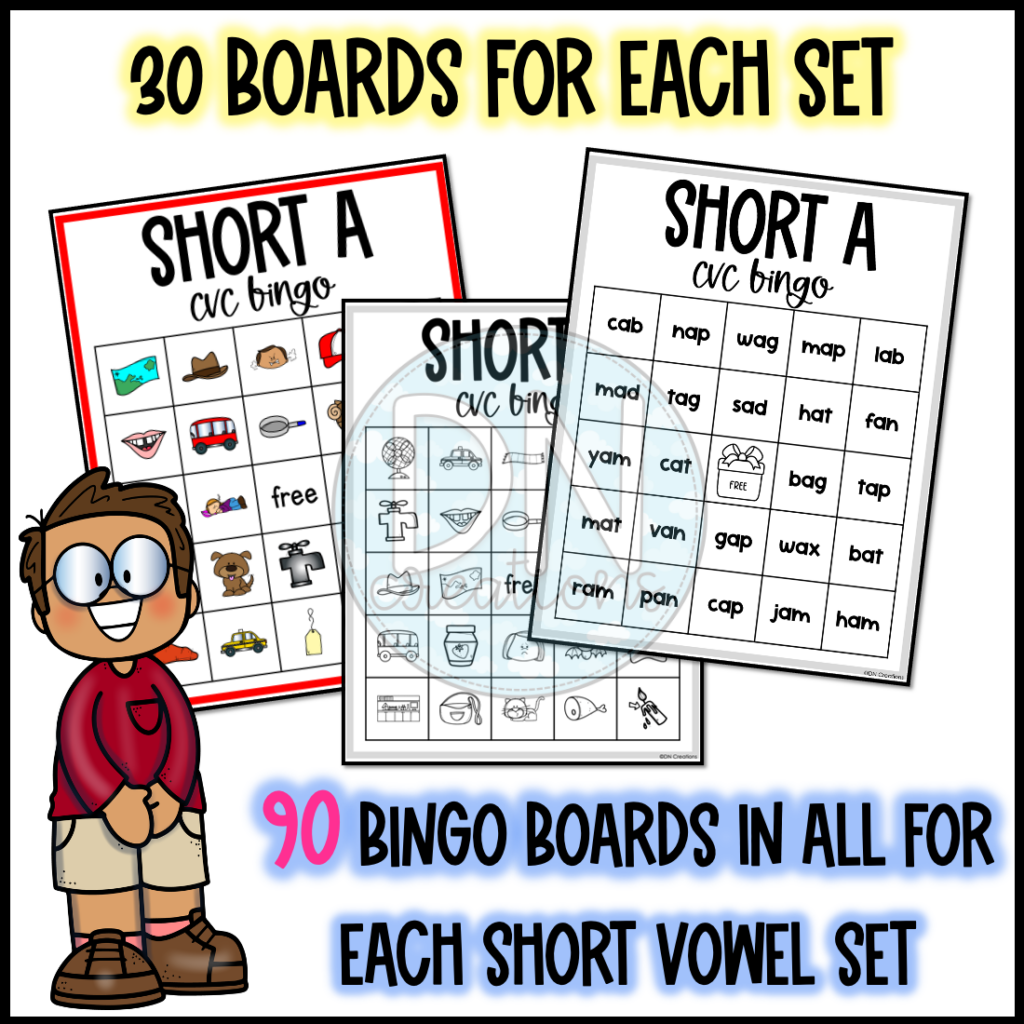 CVC Bingo Bundle l Short Vowel Bingo Set l l CVC Games | Made By Teachers