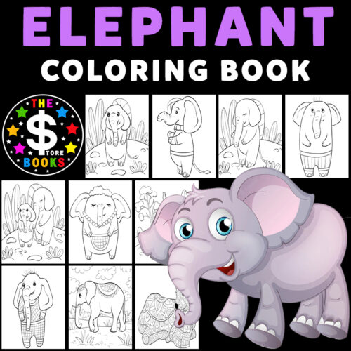 Elephant Coloring Book - 12 Pages | Made By Teachers