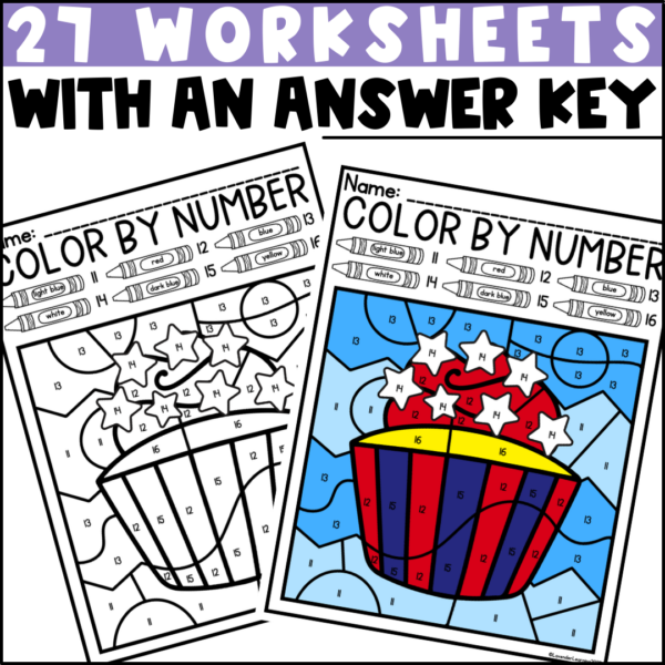 4th of July Color by Code - 4th of July Color by Number - Made By Teachers