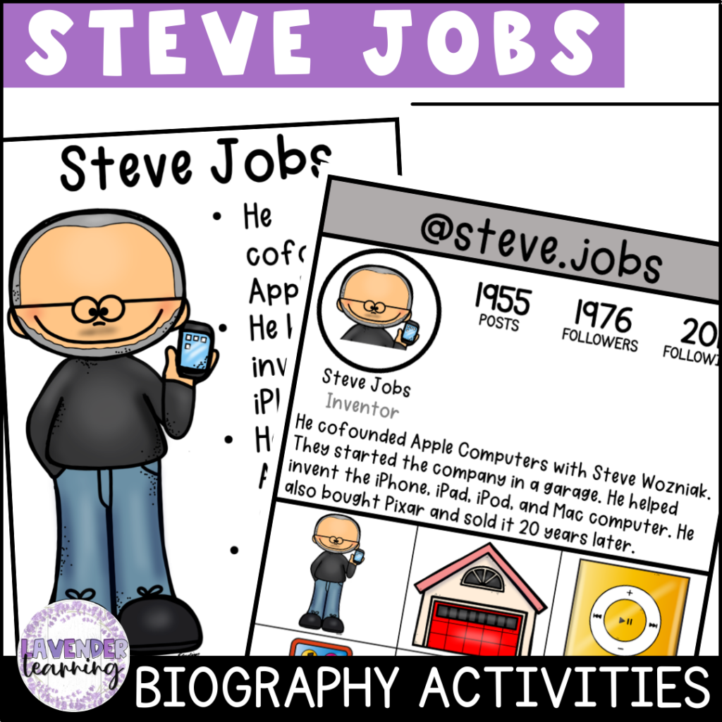 Steve Jobs Biography Activities, Worksheets, Report, & Flip Book ...