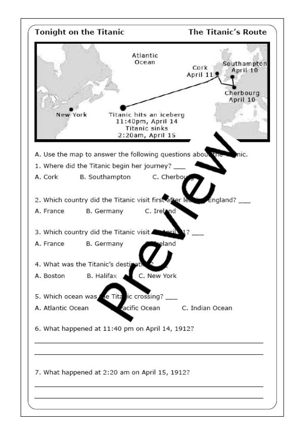 Magic Tree House "Tonight on the Titanic" worksheets | Made By Teachers
