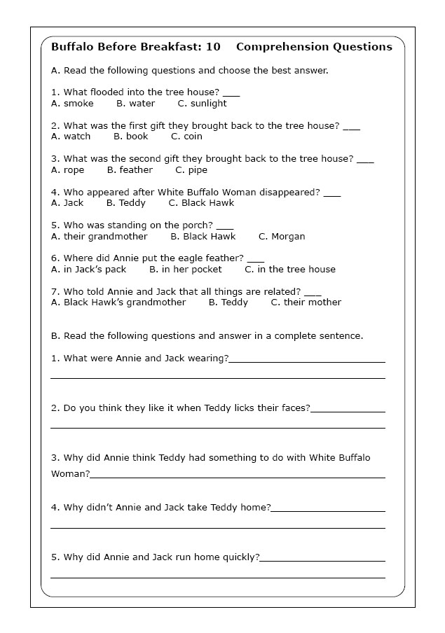 Magic Tree House "Buffalo Before Breakfast" worksheets | Made By Teachers