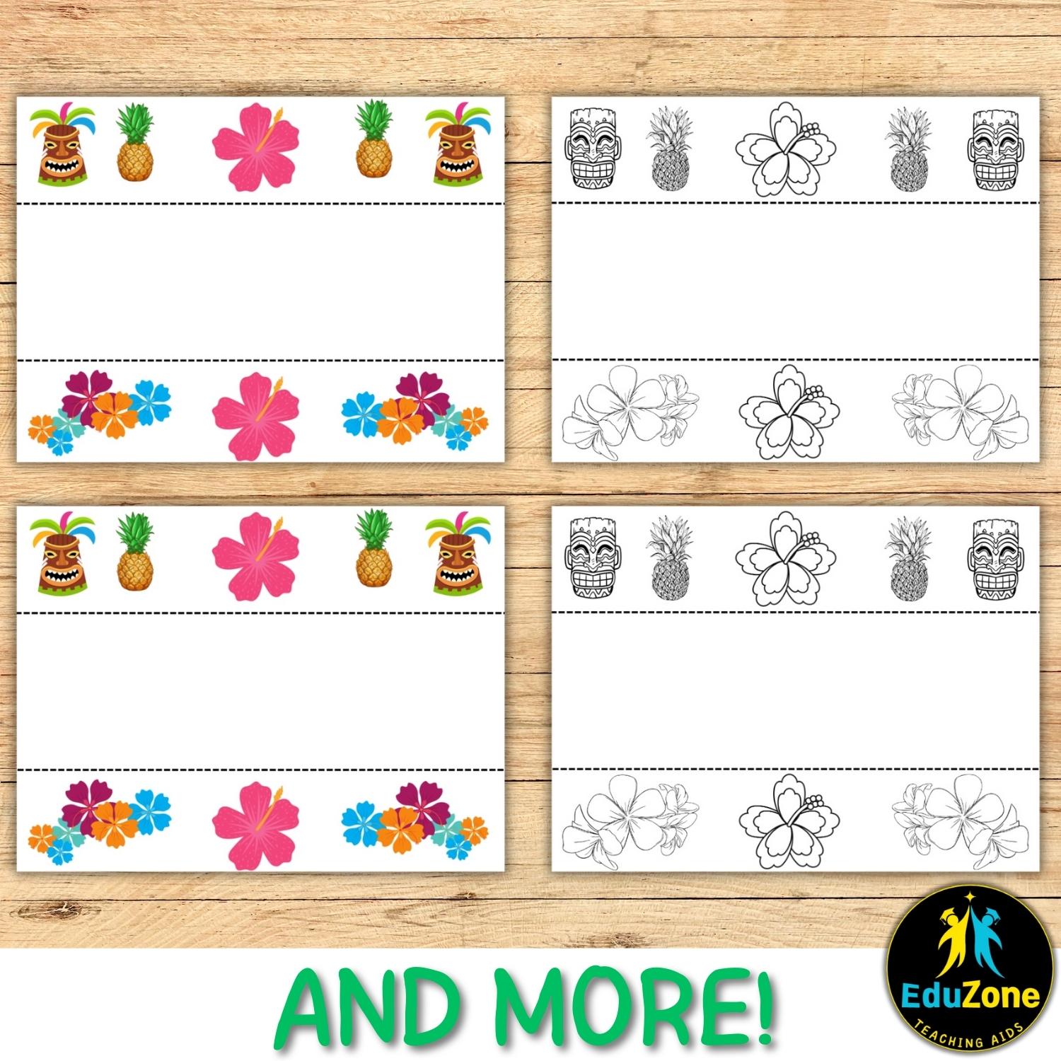 Hawaiian Luau Party Crowns: Printable Colorable Classroom Celebration ...