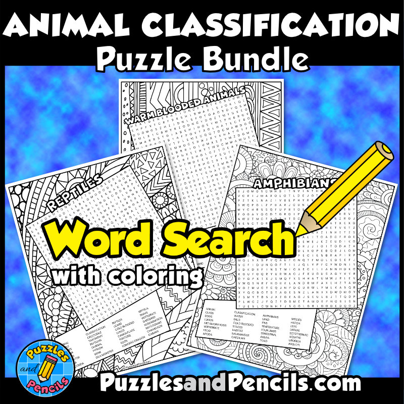 Animal Classification Word Search Puzzle Activity Page BUNDLE | 15 ...