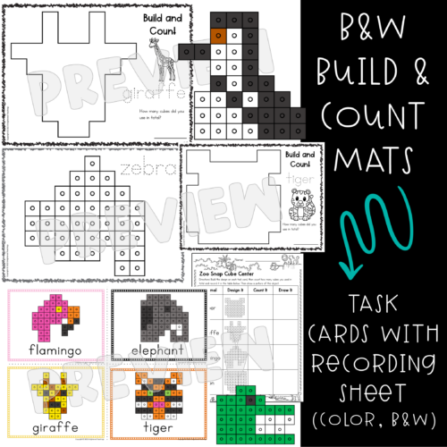 Zoo Animal Snap Cube Mats Fine Motor Skills Zoo Counting Cube Centers ...