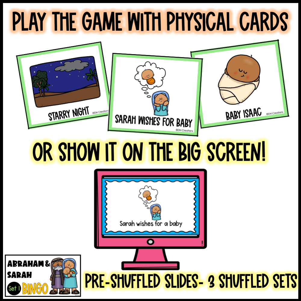 Bible Bingo Abraham Sarah l Genesis Bible Games l God's Promises to ...