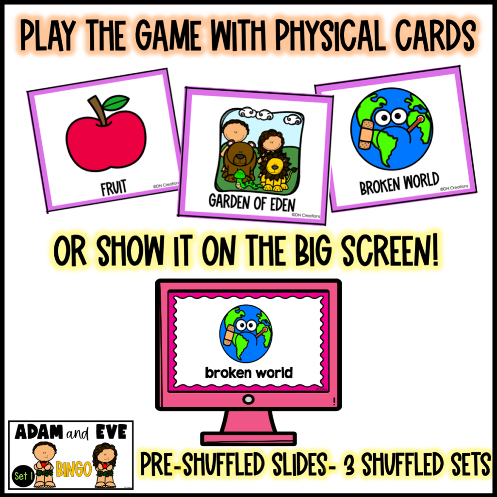 Bible Bingo Adam and Eve l Old Testament Bible Games l Bible Homeschool ...