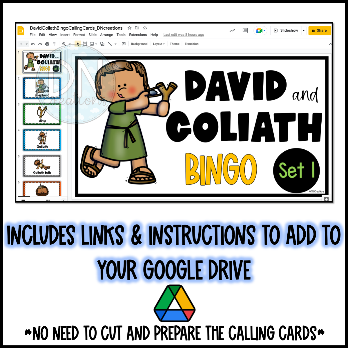 Bible Bingo David and Goliath l David Bible Lesson Games | Made By Teachers