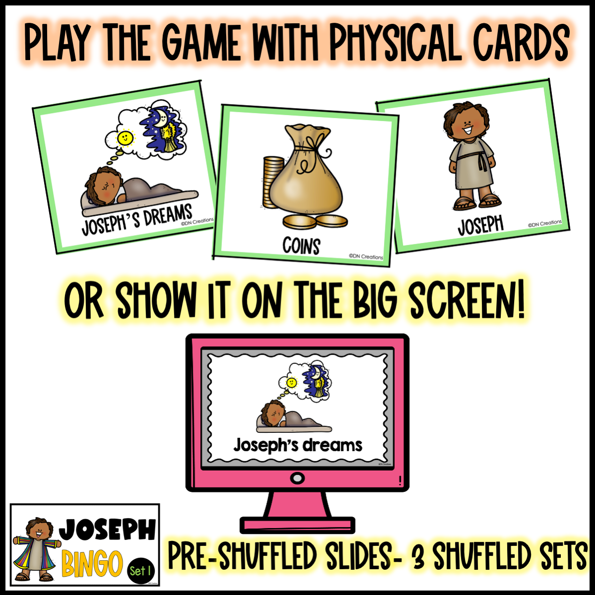 Bible Bingo Young Joseph l Old Testament Bible Games l Joseph Bingo ...