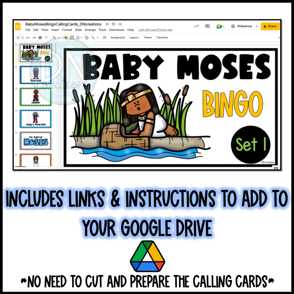 Bible Bingo Baby Moses l Moses Activities l Birth of Moses Bible Story ...