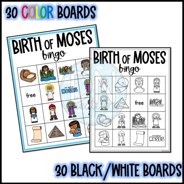 Bible Bingo Baby Moses l Moses Activities l Birth of Moses Bible Story ...