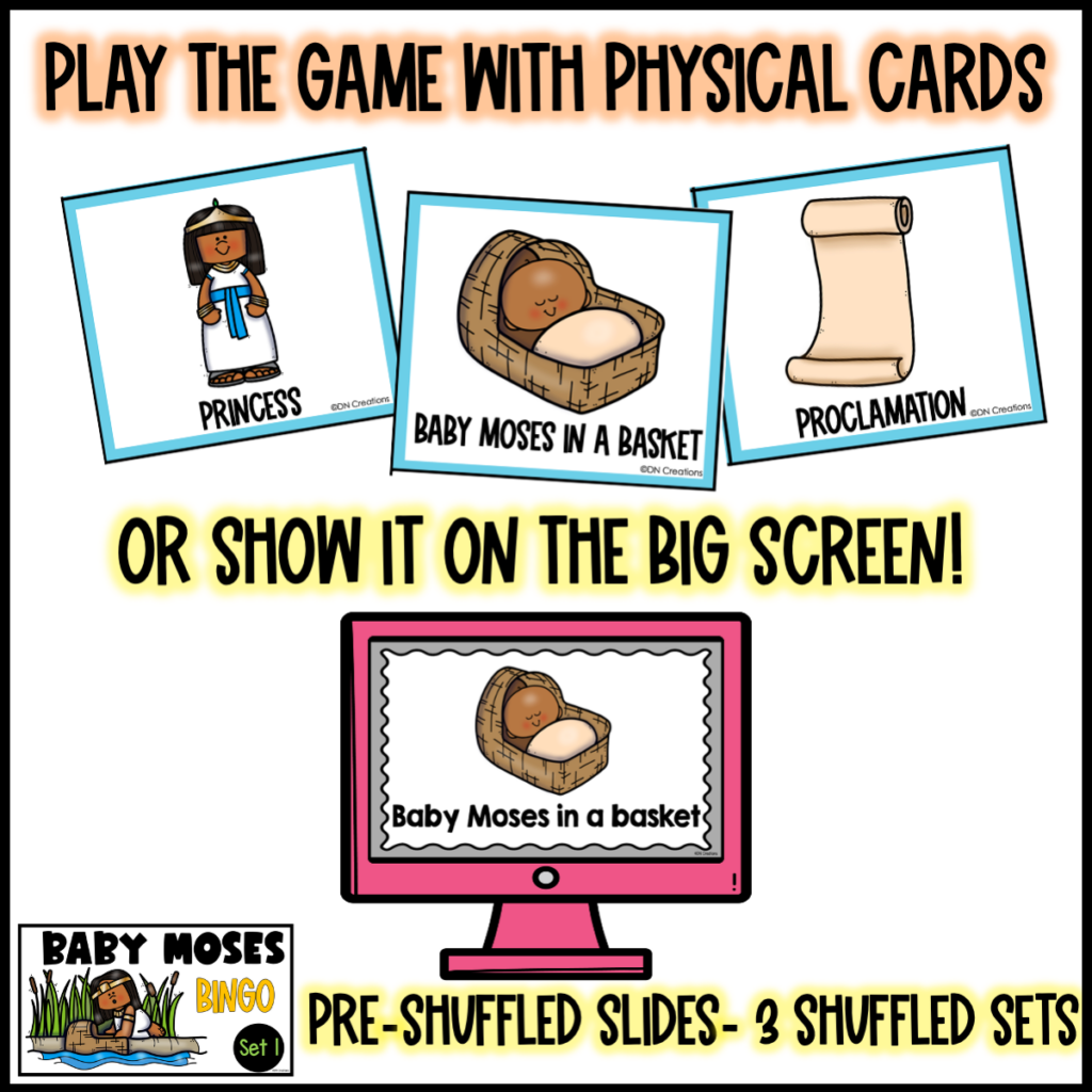 Bible Bingo Baby Moses l Moses Activities l Birth of Moses Bible Story ...