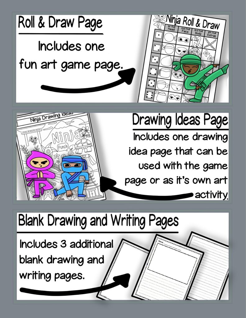 Roll a Ninja Roll and Draw Art Activity Game Perfect for a Art Sub ...