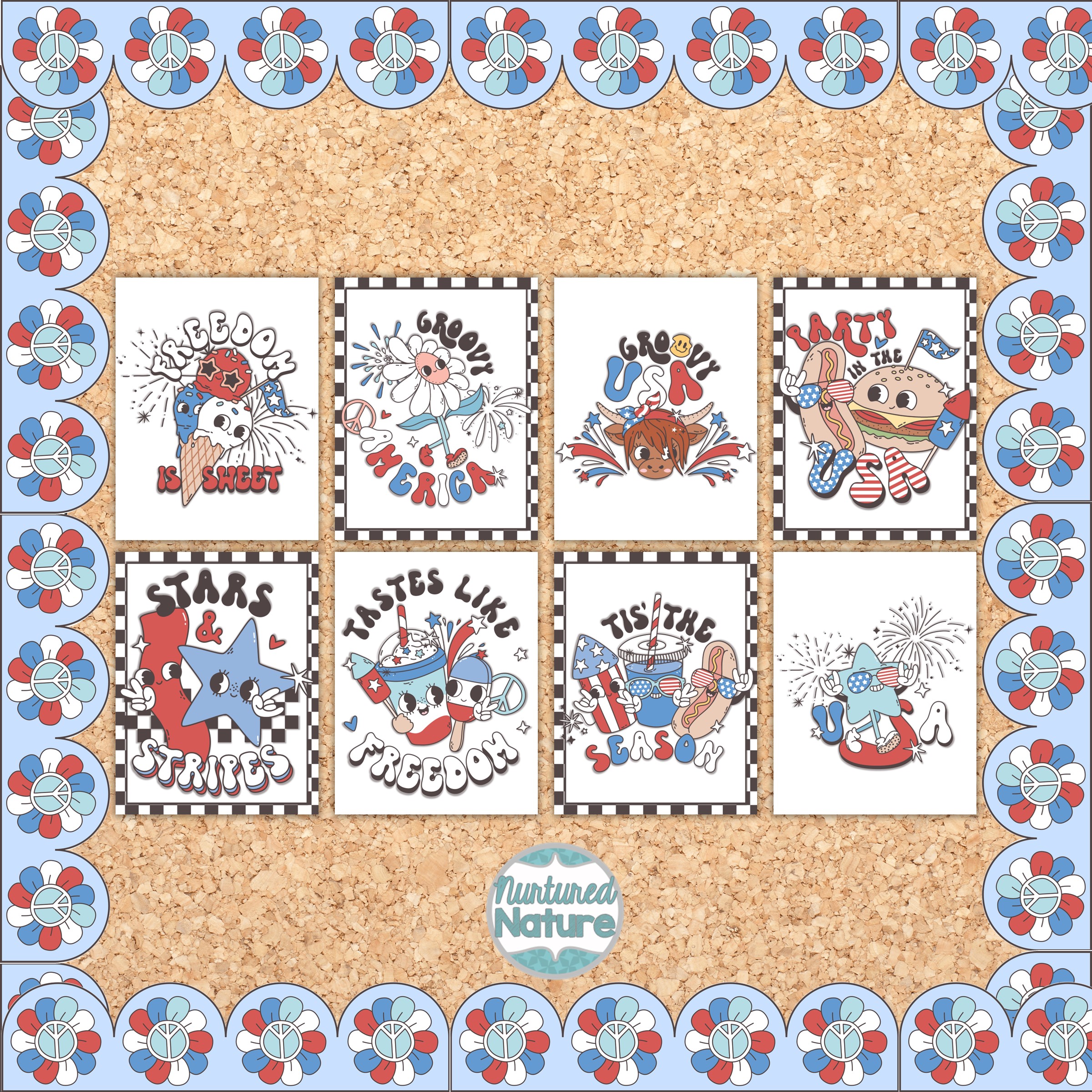 Retro Classroom Decor - Printable Bulletin Board Border - Patriotic ...