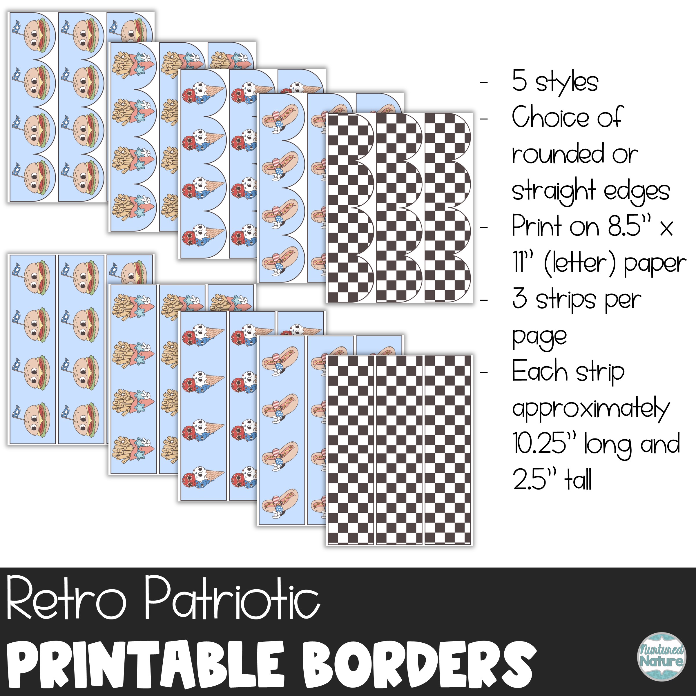 Retro Classroom Decor - Printable Bulletin Board Border - Patriotic 4th ...