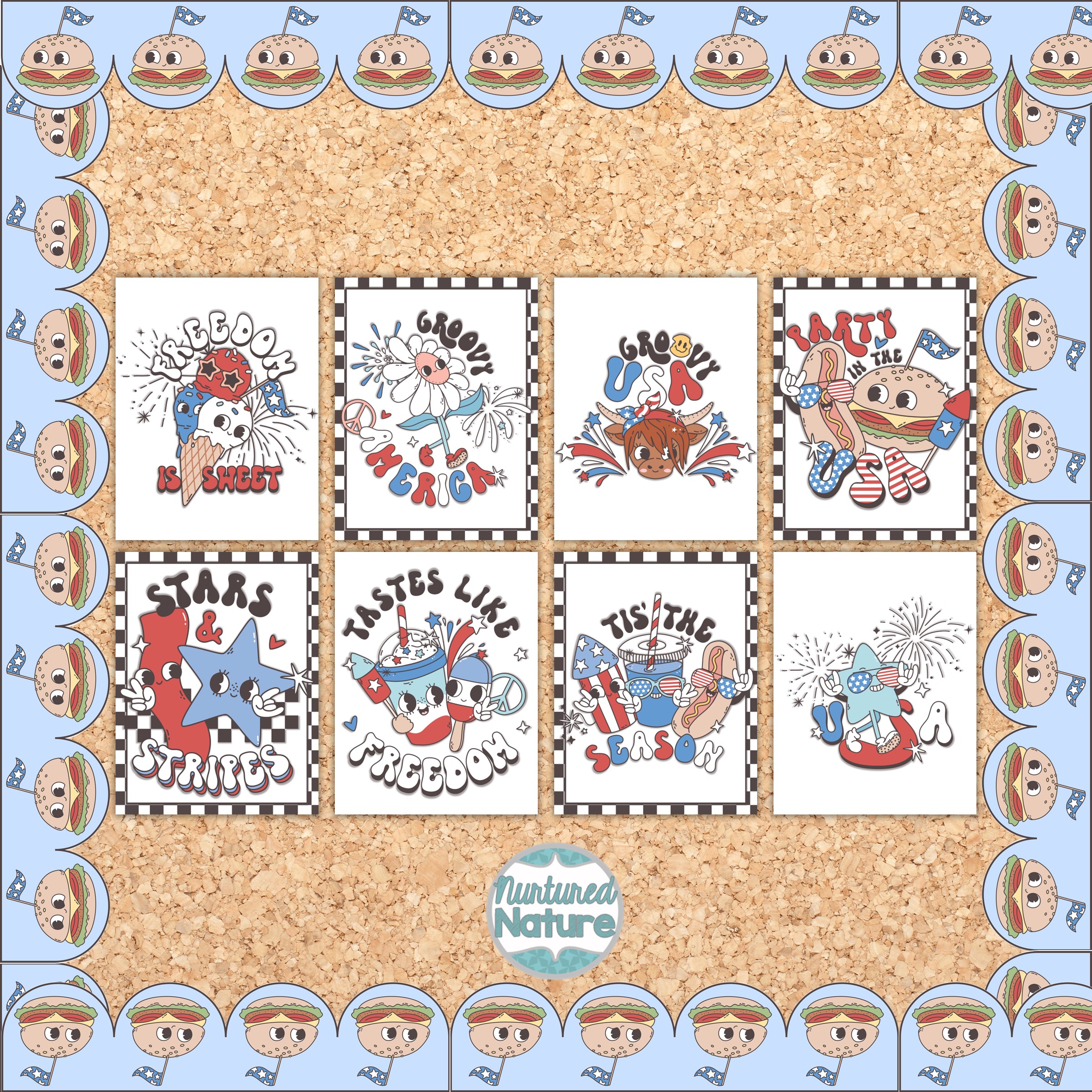 Retro Classroom Decor - Printable Bulletin Board Border - Patriotic 4th ...