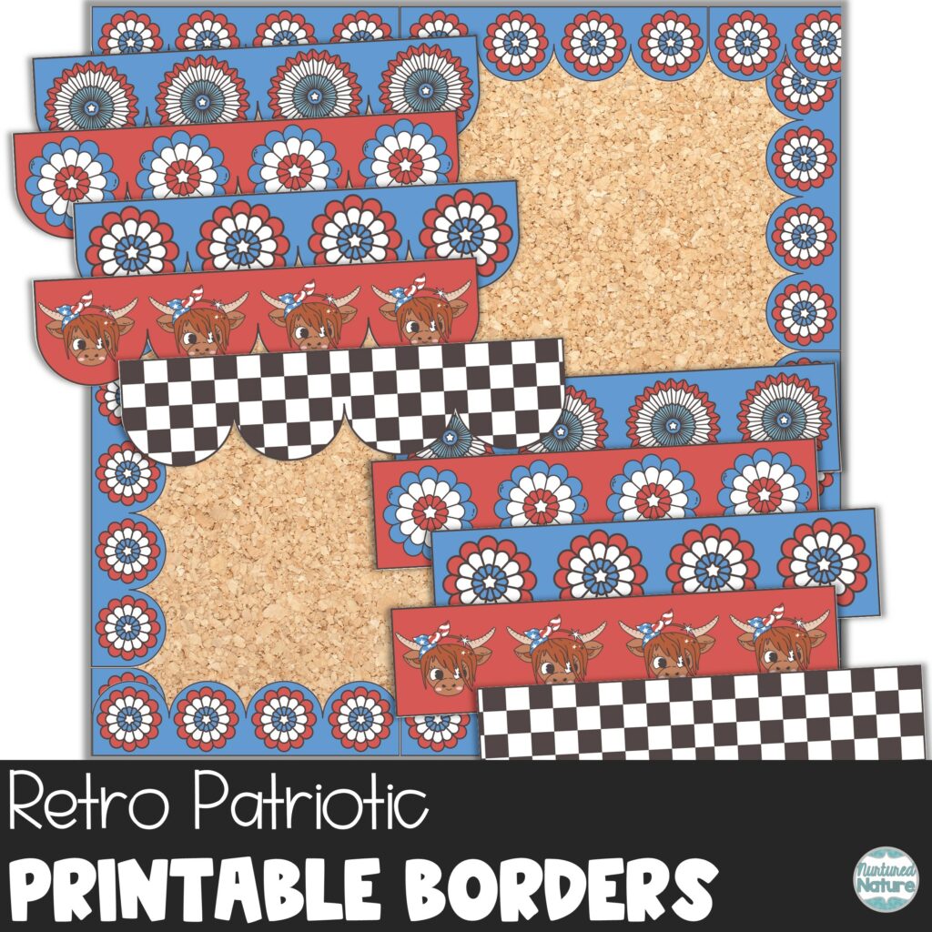 Retro Classroom Decor - Printable Bulletin Board Border - Patriotic 4th ...