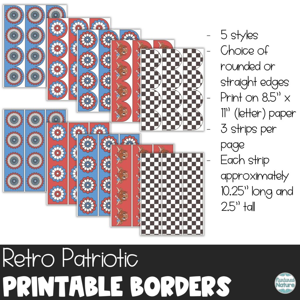 Retro Classroom Decor - Printable Bulletin Board Border - Patriotic 4th ...