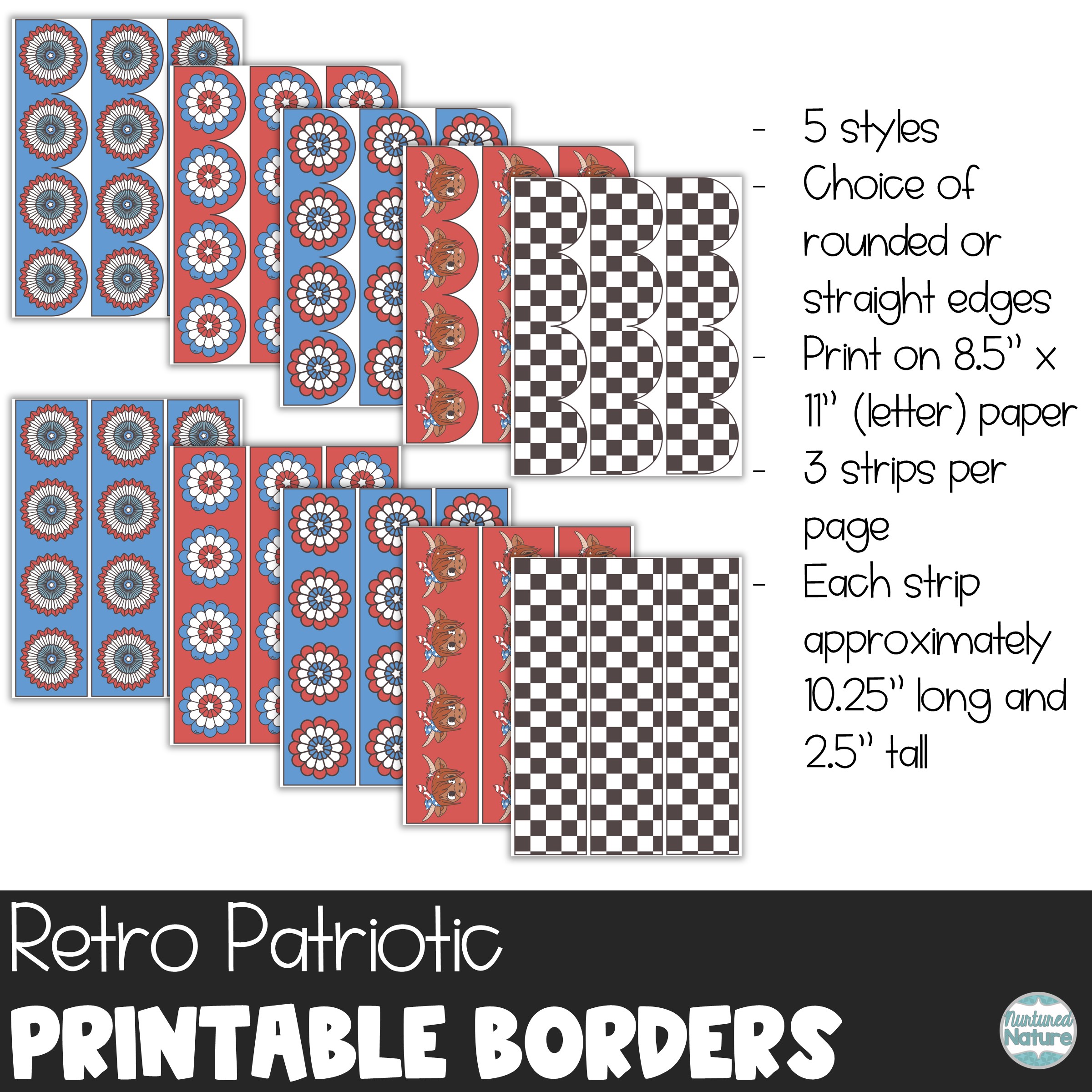 Retro Classroom Decor - Printable Bulletin Board Border - Patriotic 4th ...