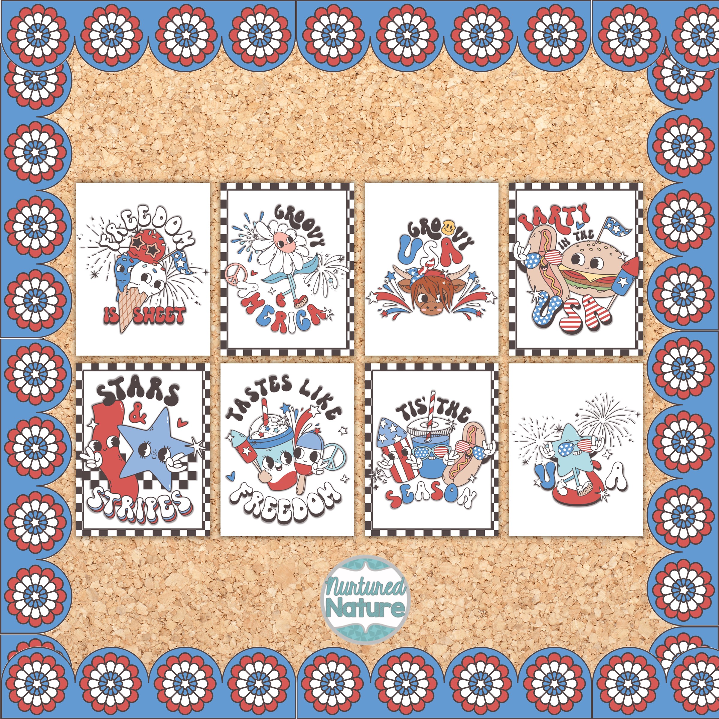 Retro Classroom Decor - Printable Bulletin Board Border - Patriotic 4th ...