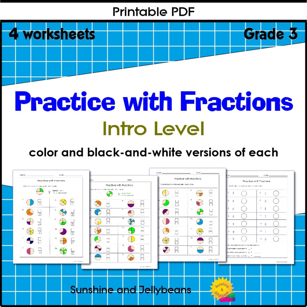 Easy Fraction Practice - Intro Level - Grade 3 - color & black-and ...